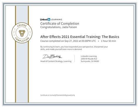 Jada Faison On Linkedin Certificate Of Completion