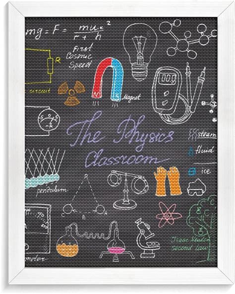 Physics And Science Elements Doodles Solid Wood Frame Diamond Painting