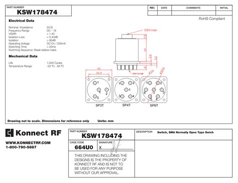 Switch Sma Normally Open Type Swich 50 Ohm Dc 18 Ghz Vswr 140