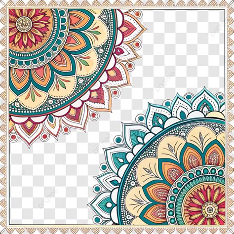 Vibrant Mandala Design On Black Background Mandala Design Corner