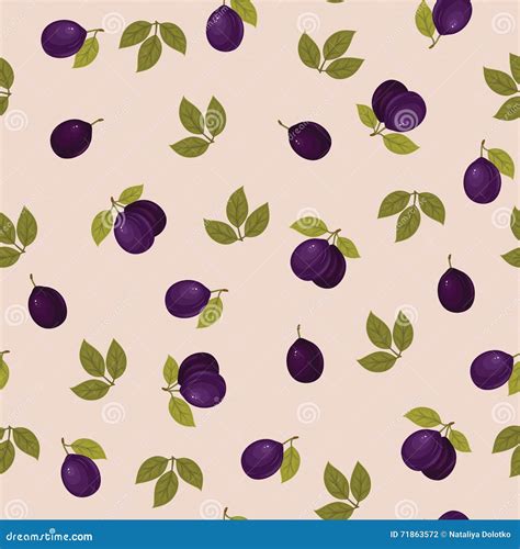 Plums Seamless Wallpaper Stock Vector Illustration Of Seasonal 71863572