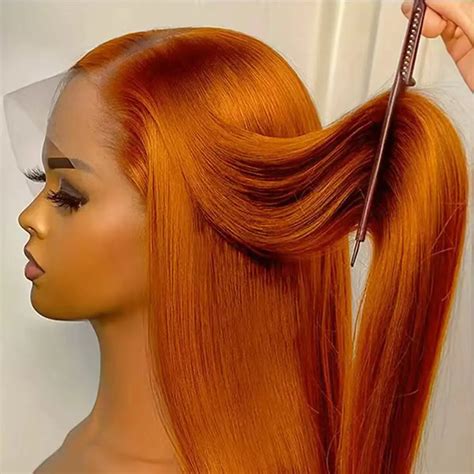 350 Ginger Orange Straight Human Hair Wigs 13x4 Hd Lace Frontal Wigs