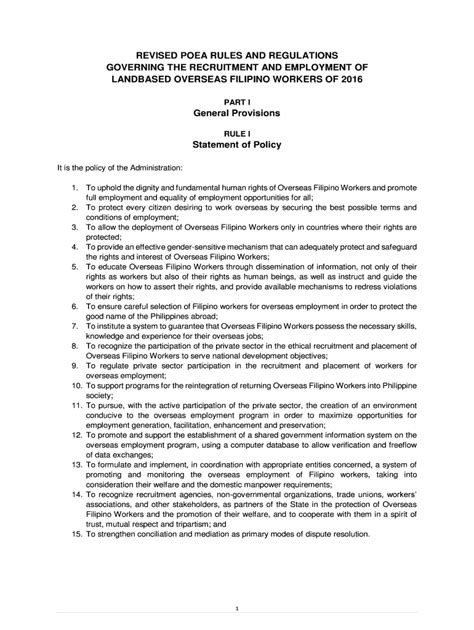 Fillable Online Revised Poea Rules And Regulations Fax Email Print Pdffiller