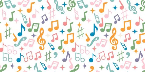 Seamless Pattern With Colored Musical Notations 63208522 Vector Art At