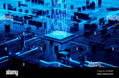 Data Flow In A Motherboard In Pc Processor Among Circuits And Electronics Cpu Stock Video