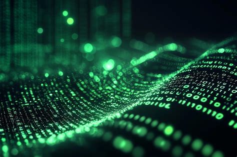 Green Dark Binary Code With Data Streaming Background Created With