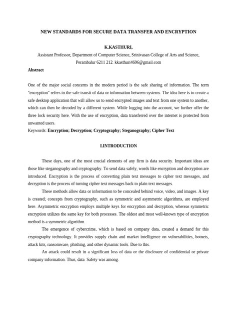 New Standards For Encryption And Secure Data Transfer Pdf