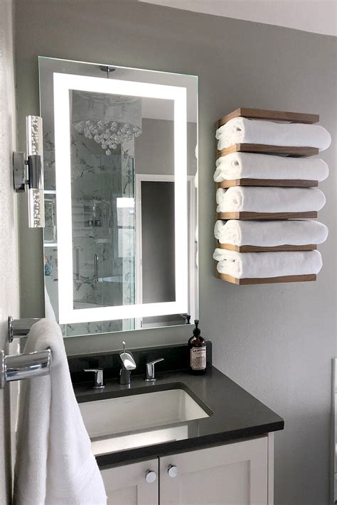 Front Lighted Led Bathroom Vanity Mirror 24 X 36 Rectangular Mirrors And Marble