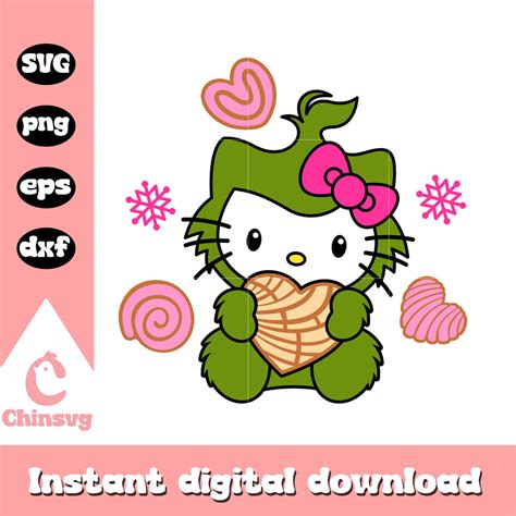 Hello Kitty Grinch Concha Cake Svg Hello Kitty Grinch Svg Chinsvg