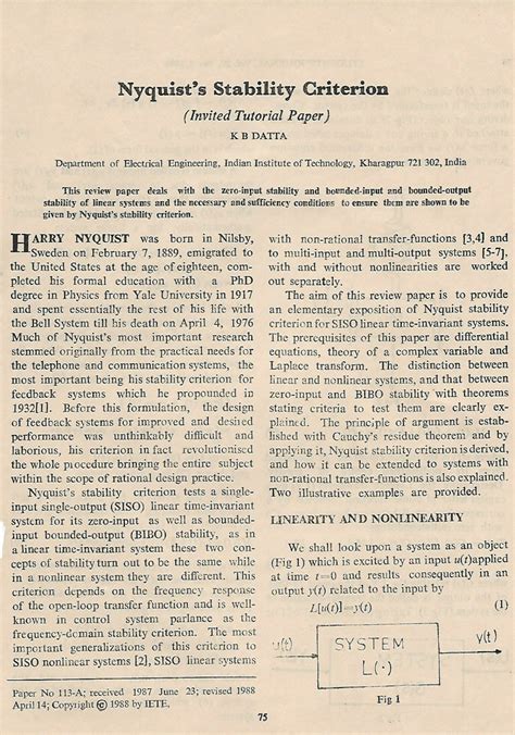 Pdf Nyquists Stability Criterion Invited Tutorial Paper