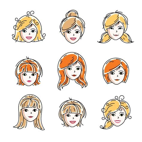 Premium Vector Set Of Women Faces Human Heads Different Vector