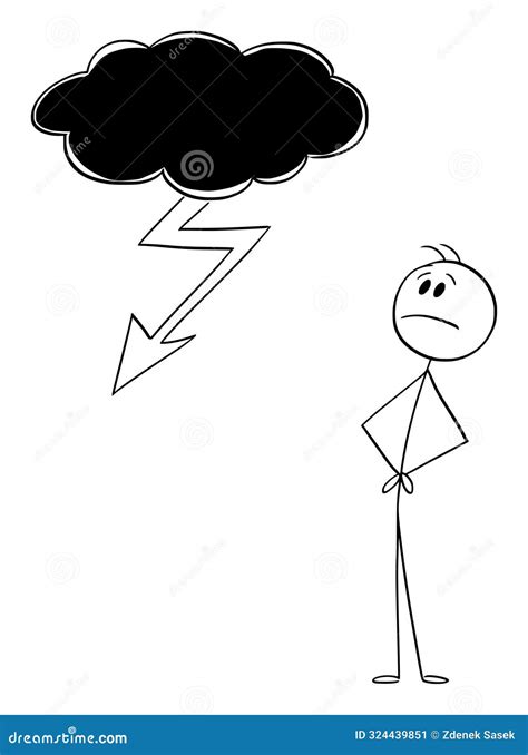 Person Watching Storm Cloud Vector Cartoon Stick Figure Illustration Stock Illustration