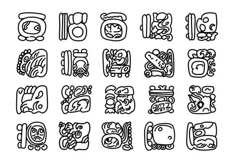 Mayan Hieroglyphs Relief Element Set 46741843 Vector Art At Vecteezy