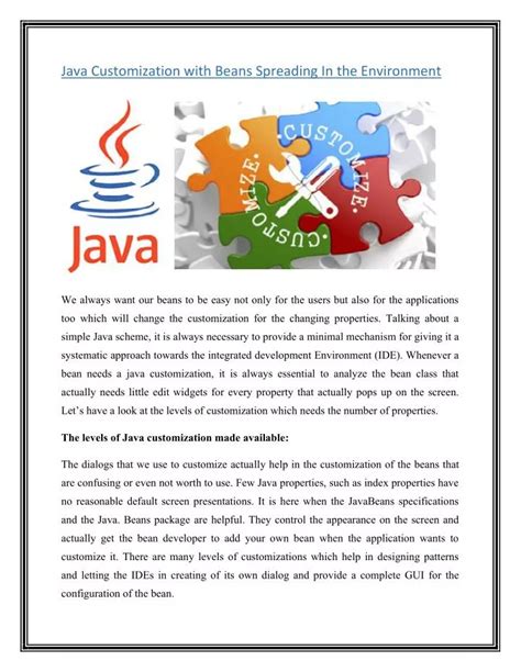 ppt java customization with beans spreading in the environment