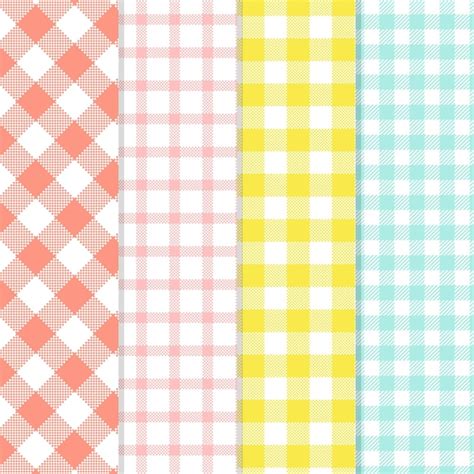 파스텔 깅엄 패턴 컬렉션 무료 벡터