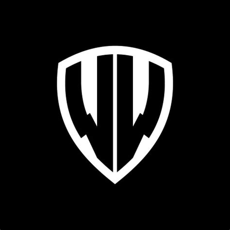 Ww Letter Bold Monogram Triangle Curve Shield Vector Image