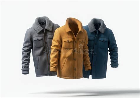 A Floating Set Of Three Jackets On A Solid White Background Stock Illustration Illustration