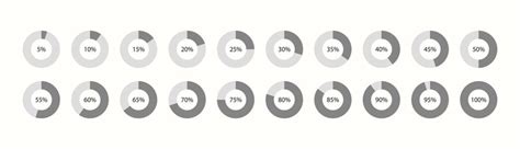Premium Vector Grey Circle Filling Template 100 Percent Round Pie Chart Diagram Structure