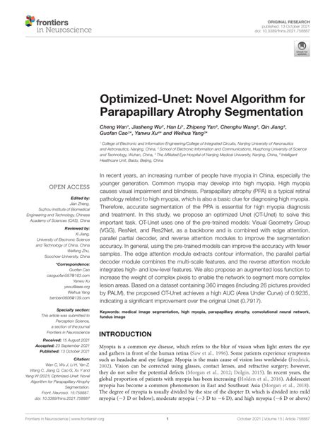 Pdf Optimized Unet Novel Algorithm For Parapapillary Atrophy