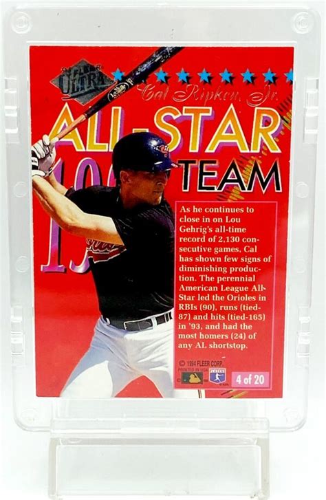 1994 Fleer Ultra Cal Ripken Jr All Starteam Mlb Insert Card 4