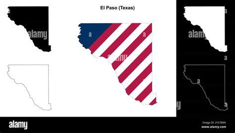 El Paso County Texas Outline Map Set Stock Vector Image And Art Alamy