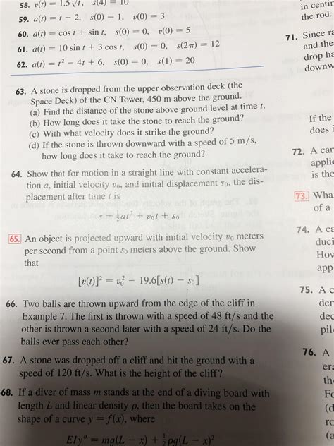 Anti Derivative Velocity Problem Please Help Me Get Started On 65