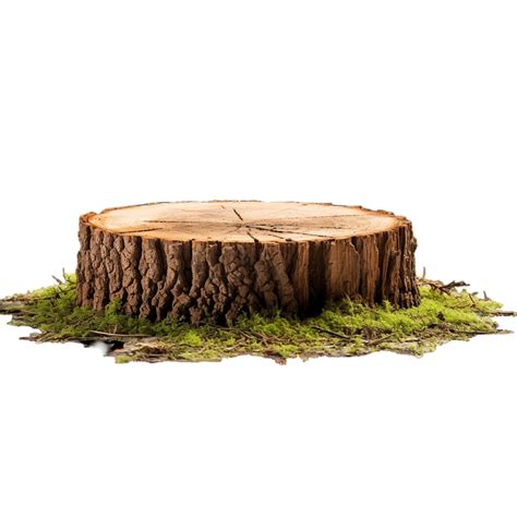 Ai Generted A Tree Stump On A Grassy Background 46028454 Png
