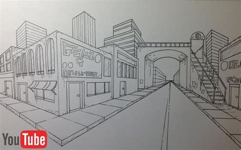 Twee Perspectief Tekening Stad