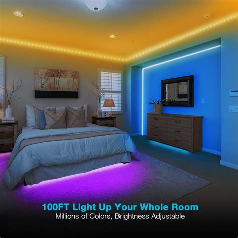 100ft Led Lights For Bedroom Led Lights With Remoteandapp Control Rgb