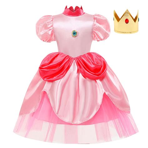 Little Disguise Princess Peach Cosplay Costume Dress For Girls With