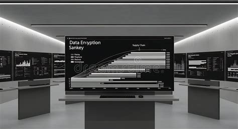 Modern Data Analytics Room With Multiple Monitors Displaying Charts And