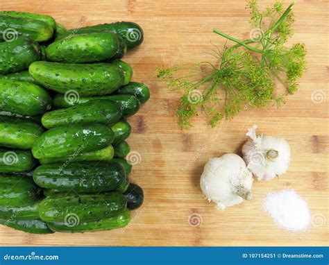 Dill Pickle Ingredients On A Cutting Board Stock Image Image Of Away Frog 107154251