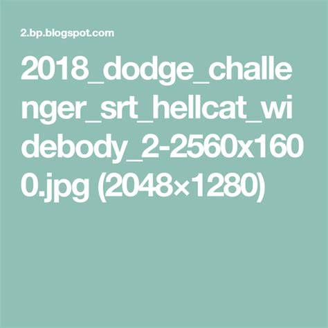 2018 Dodge Challenger Srt Hellcat Widebody