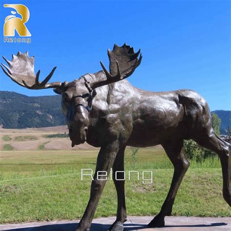 Real Size Bronze Moose Sculpture For Sale Relong Art Sculpture