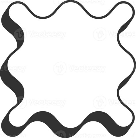 Wavy Rectangle Frame Scallop Edge Box Squiggle Wavy Border Groovy Zigzag Abstract Shape Cute
