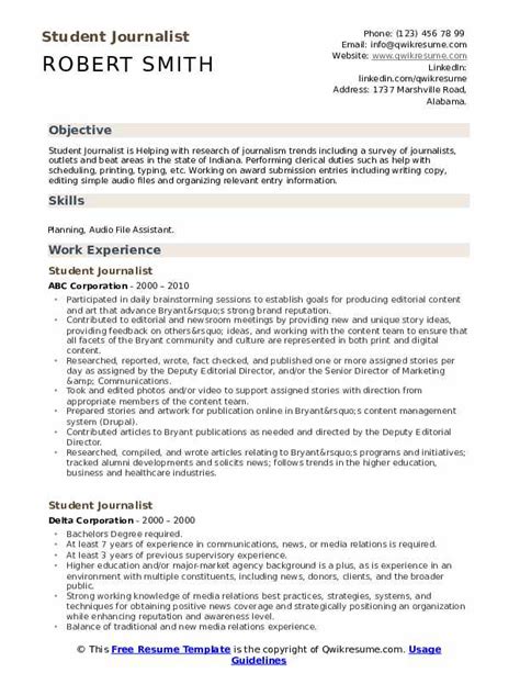 10 Student Journalist Resume Samples And Templates For 2025