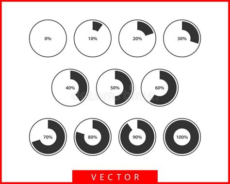 Set Pie Chart Icons Circle Diagram Vector Collection Charts Graphs