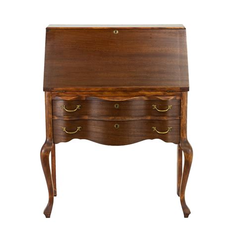 Vintage Drop Front Desk With Serpentine Front Grandview Mercantile