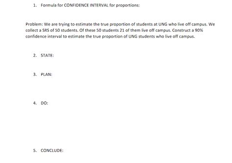 Solved Formula For Confidence Interval For