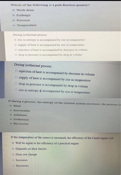Solved Which Of The Following Is A Path Function Quantity