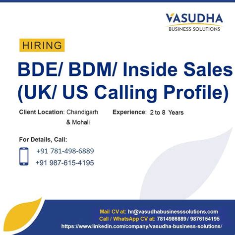 Hiring Bde Bdmjobs Ussales Ukshift Calling Sales Businessdevelopement Mohali