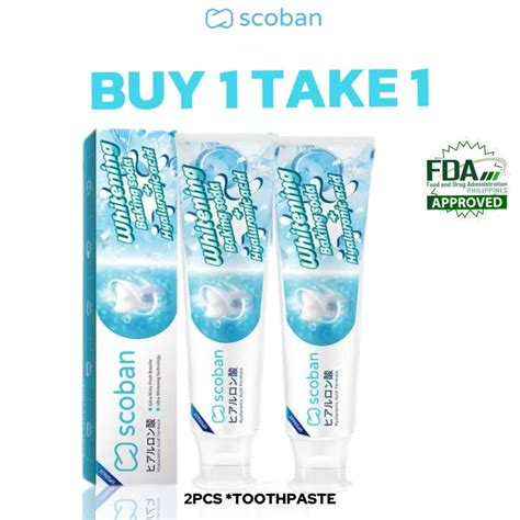 2pcs Scoban Japan Hyaluronic Acid Dual Effect Whitening Toothpaste 200g