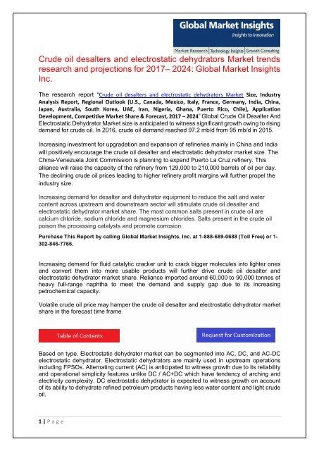 Crude Oil Desalter And Electrostatic Dehydrator Market