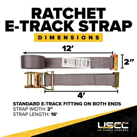 2 X 16 Gray E Track Ratchet Straps Break Strength 4400 Lbs