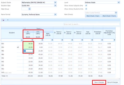Topic How To Capture Marks Per Subject