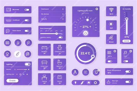 Premium Vector User Interface Elements Set For Smart Home Mobile App