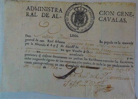 Certificate Of Payment Issued By The Administration Of Excises Of Lima