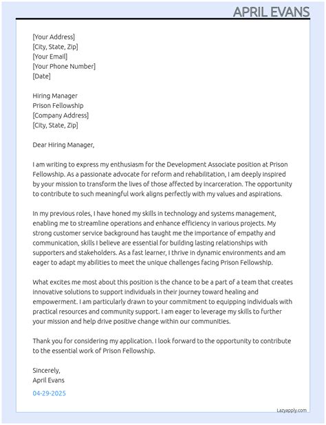 Cover Letter For Development Associate Lazyapply