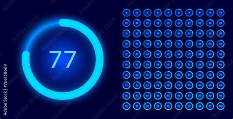 System Update Blue Glow Indicator Round Circle Progress Bar 0 To 100