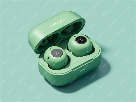 Green Wireless Earbuds In A Charging Case With Premium Ai Generated Image